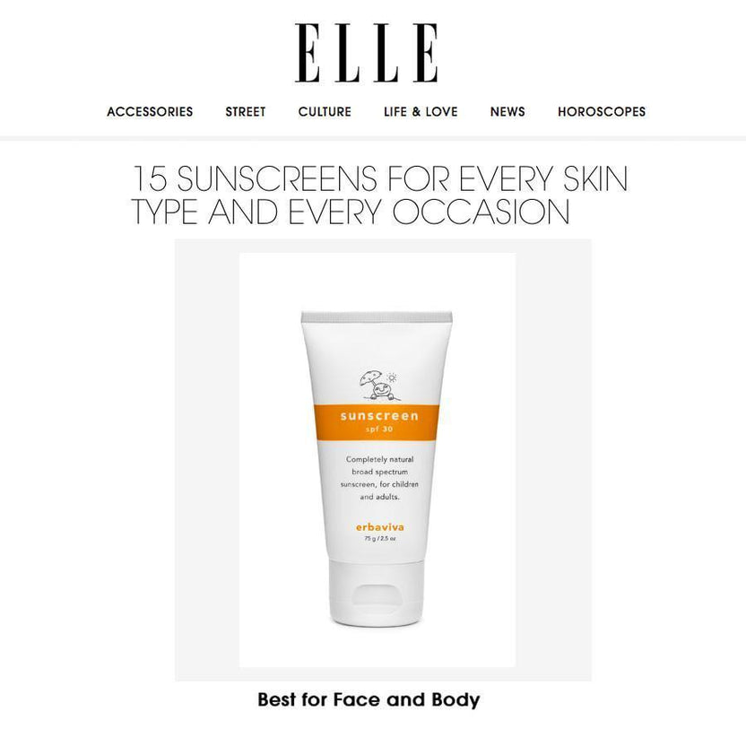 Erbaviva on Elle.com | Best Sunscreen for Face and Body