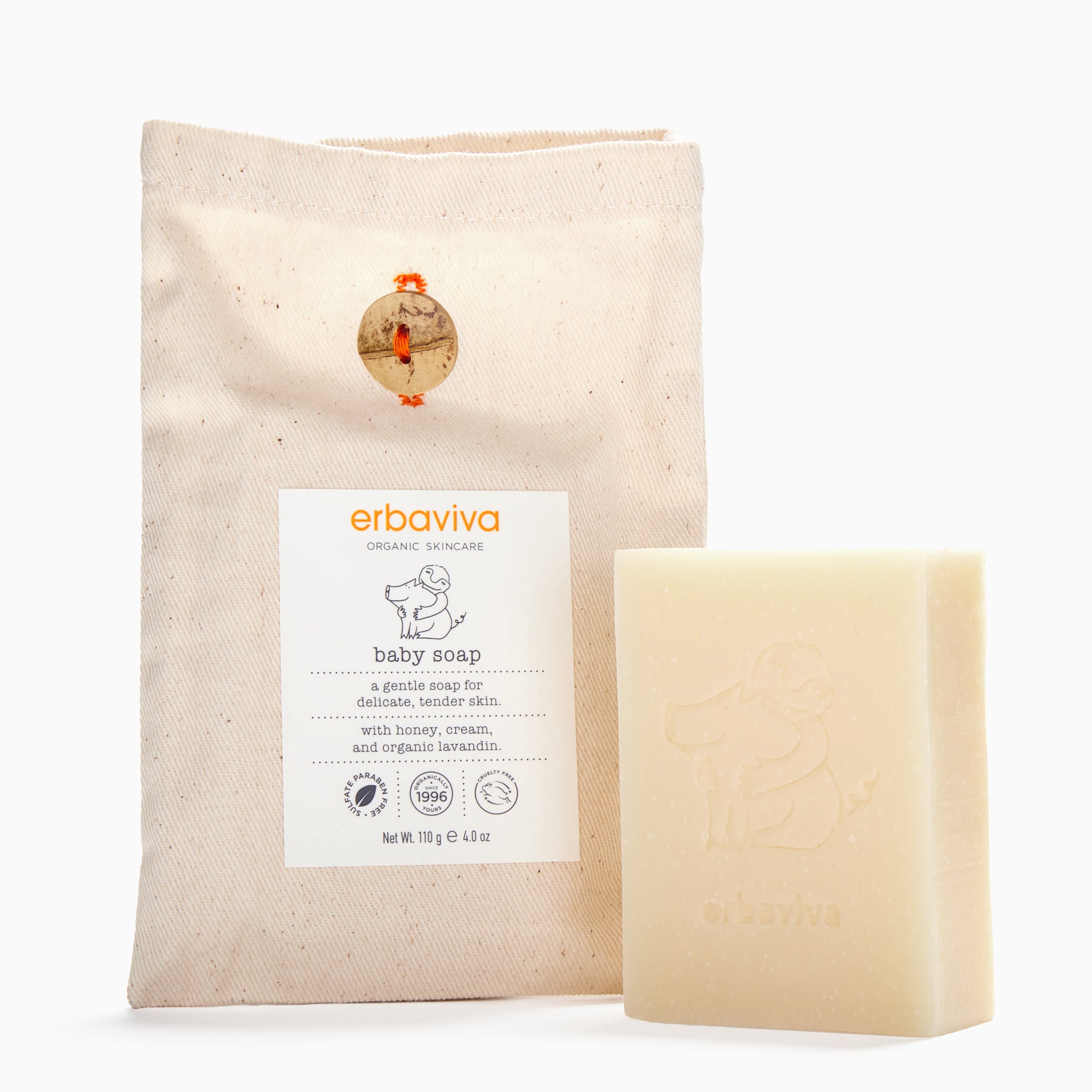 All-Natural Organic Baby Soap Bar - Honey & Lavender | Erbaviva
